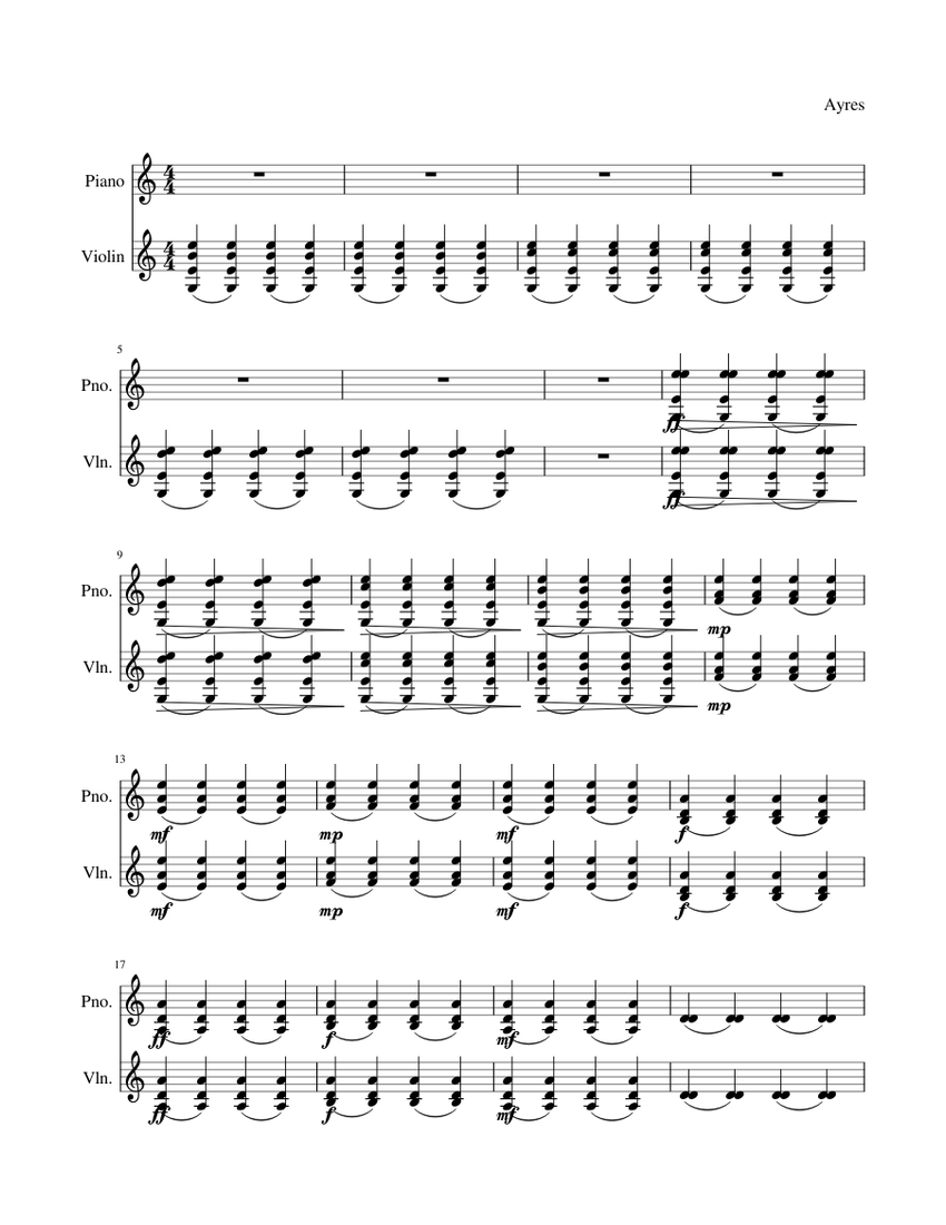 Val's composing experiment, first movement Sheet music for Piano ...