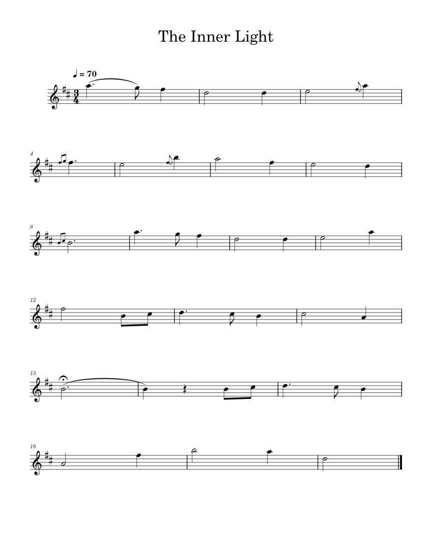 The Inner Light Sheet Music for Violin (Solo) | MuseScore.com