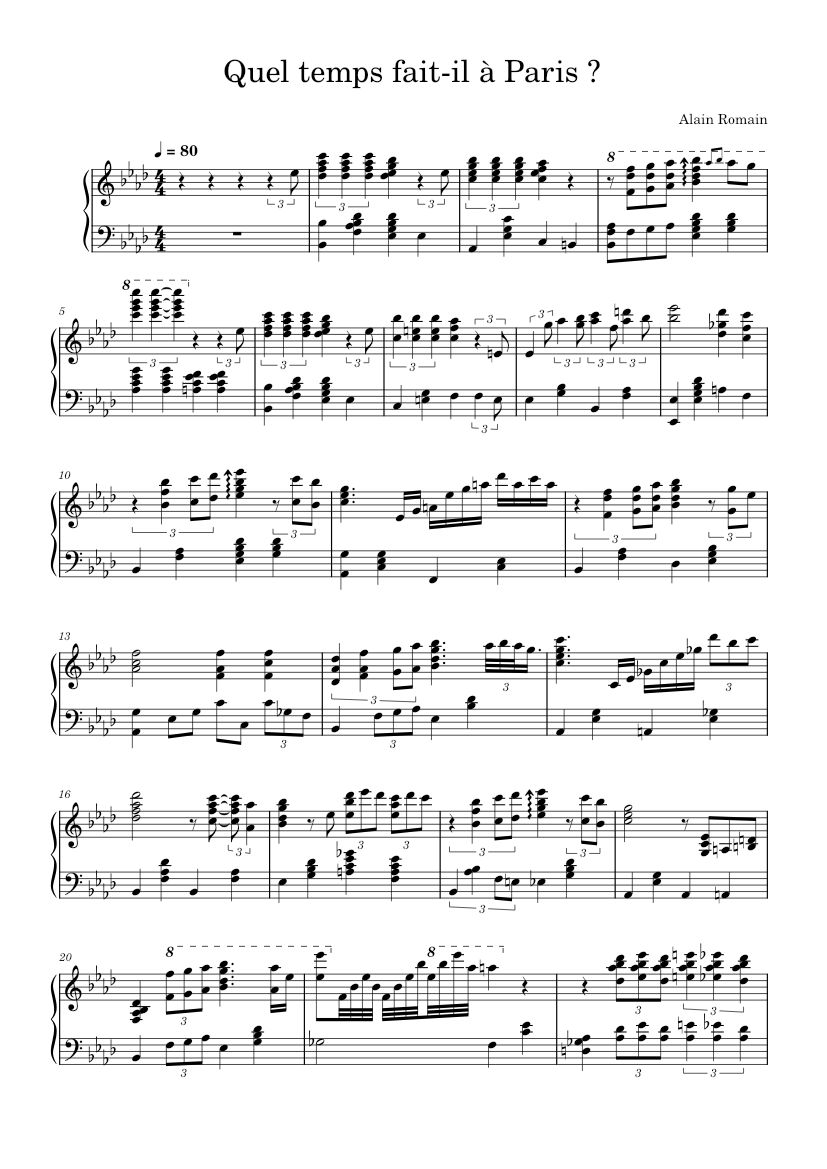 Quel temps fait-il à Paris – Alain Romans Sheet music for Piano (Solo ...
