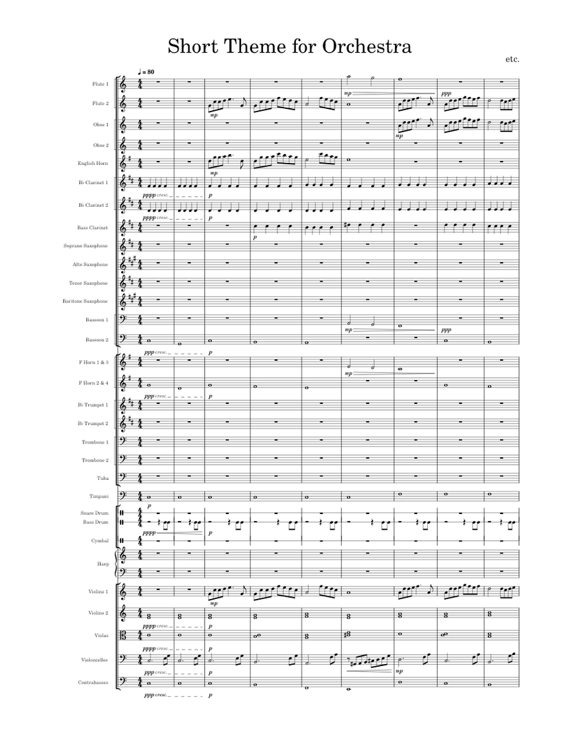 Short Theme for Orchestra by etc. Sheet music for Trombone, Tuba, Flute, Oboe & more instruments ...