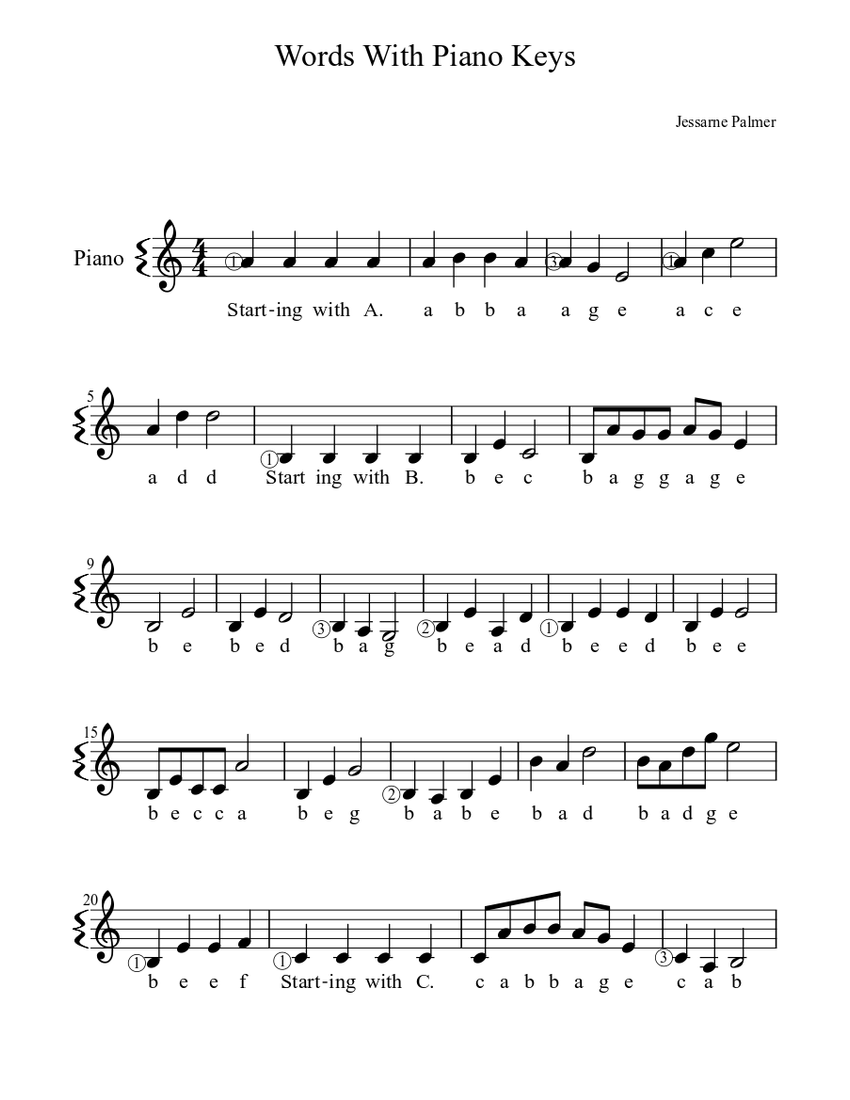 Words With Piano Keys Sheet music for Piano (Solo) | Download and print ...