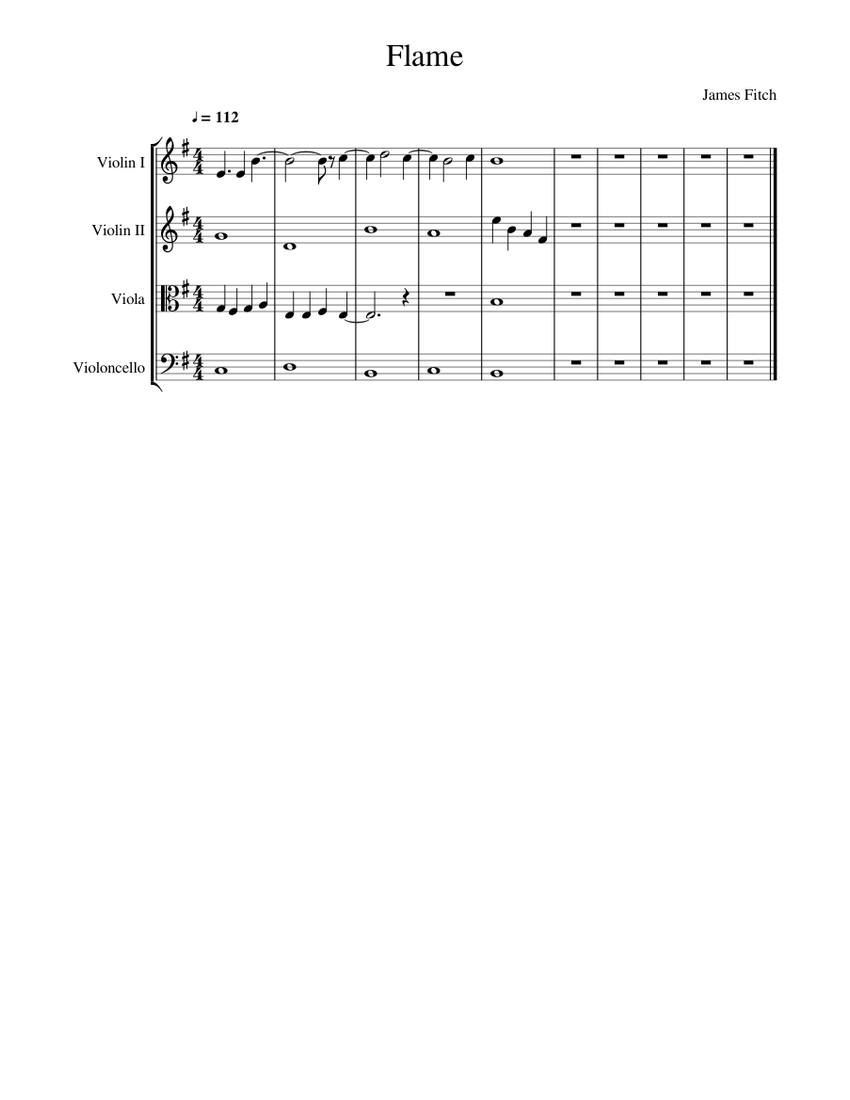 Flame Sheet music for Violin, Viola, Cello (String Quartet) | Musescore.com