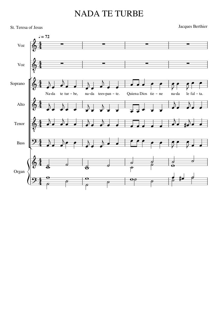 NADA_TE_TURBE Sheet Music for Piano, Soprano, Alto, Tenor & more ...
