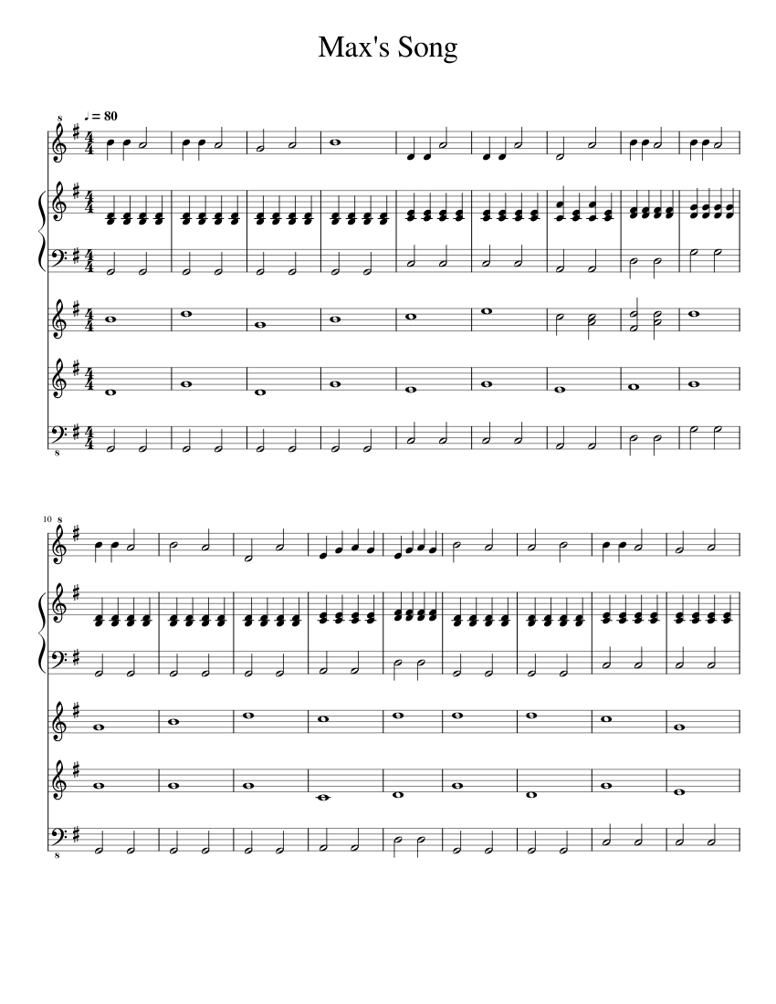 Max's Song Sheet music for Piano, Contrabass, Violin, Recorder (Mixed ...