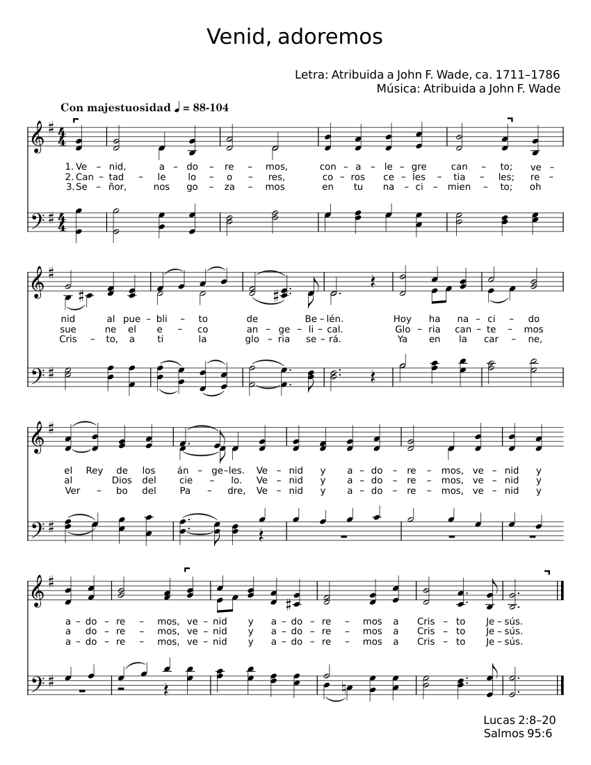 Venid, adoremos Sheet music for Synthesizer (Mixed Duet) | Musescore.com