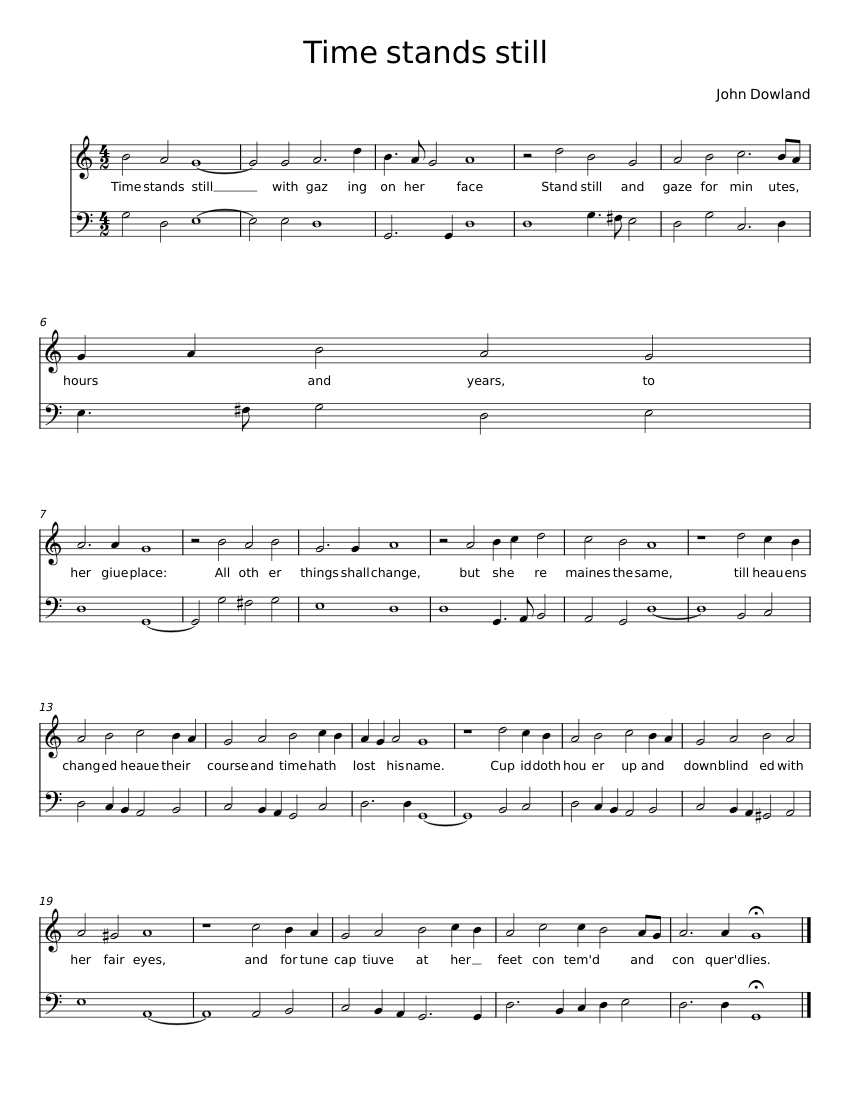 Time Stands Still - John Dowland Sheet music for Synthesizer (Mixed ...