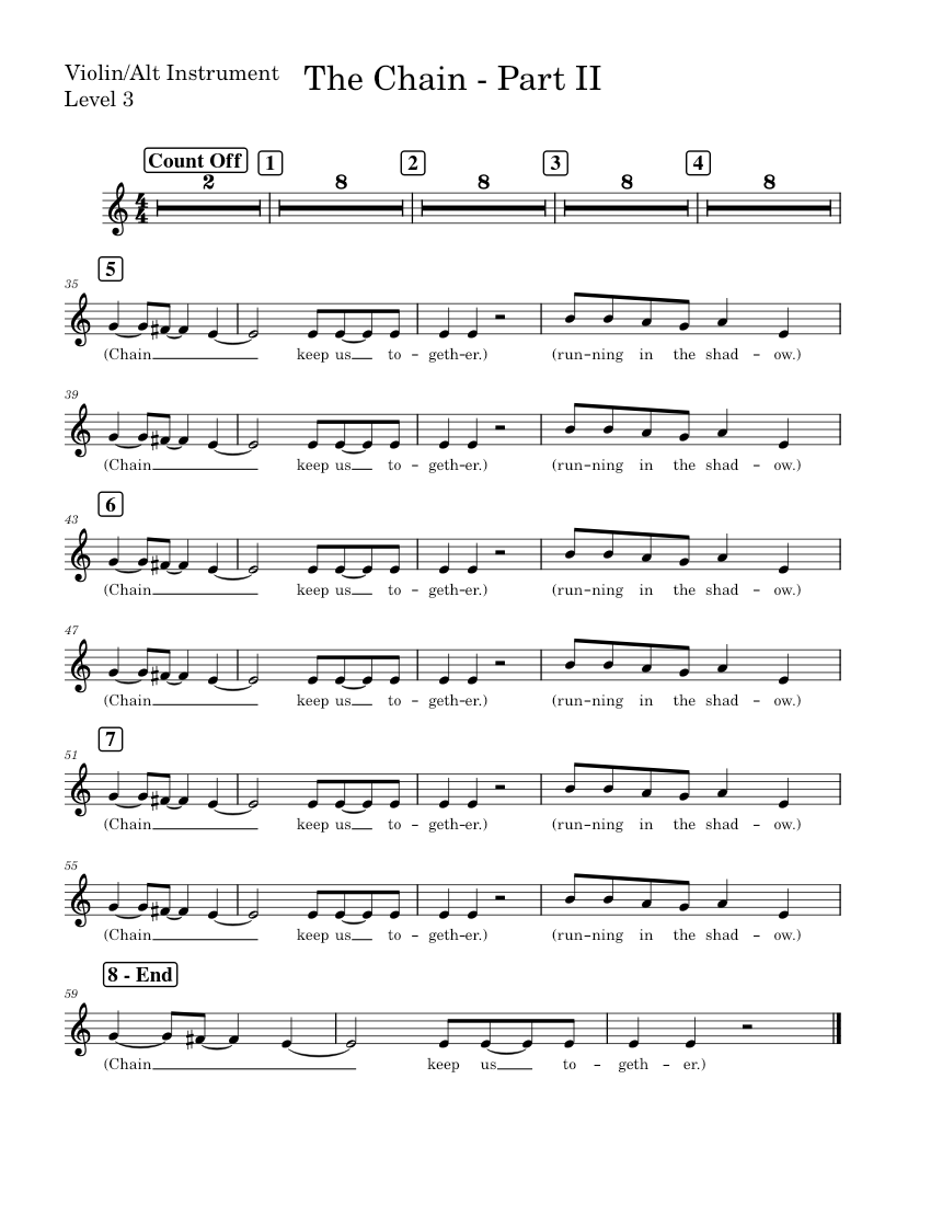 The Chain Part II-Violin_Level_3 Sheet music for Violin (Solo ...