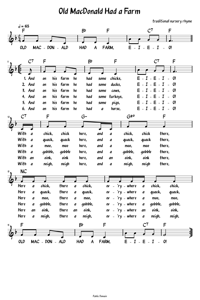 Old Macdonald Had A Farm – Misc Children Sheet music for Piano (Solo ...
