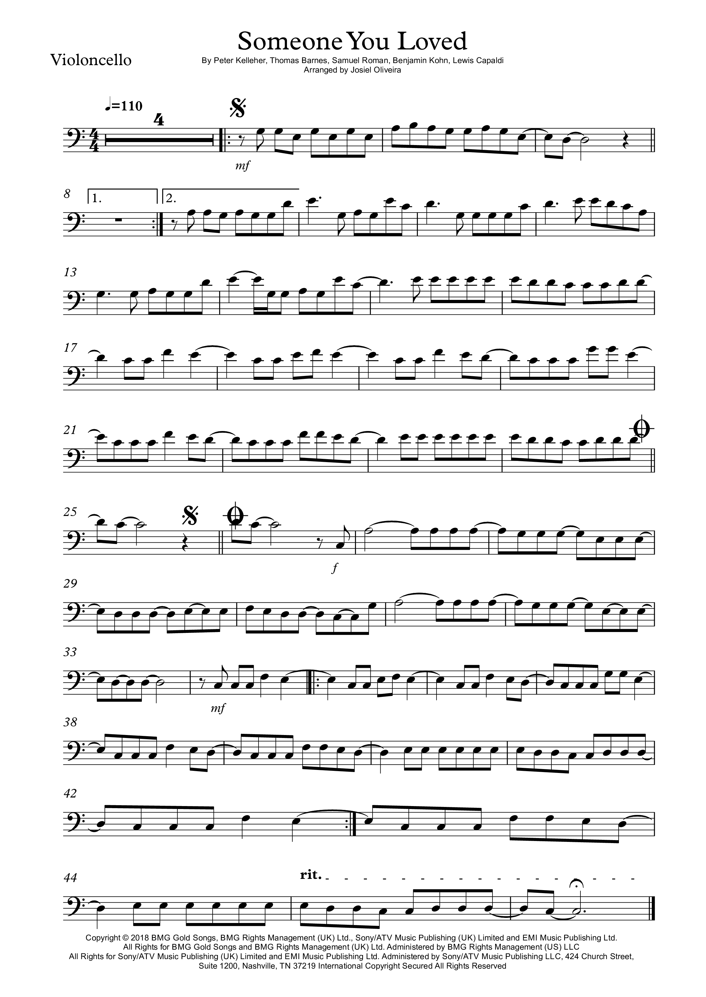 Play Official version of Someone you loved sheet music by Lewis Capaldi ...