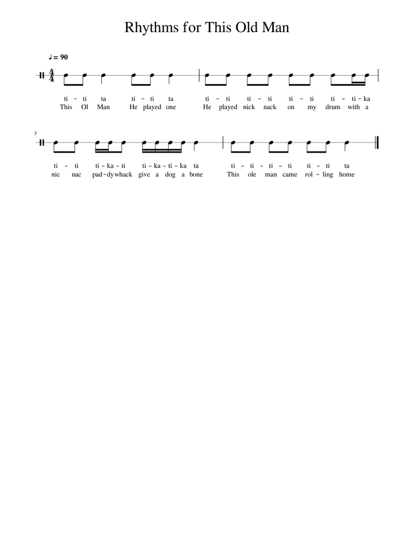 Rhythms for This Old Man Sheet music for Claves (Solo) | Musescore.com