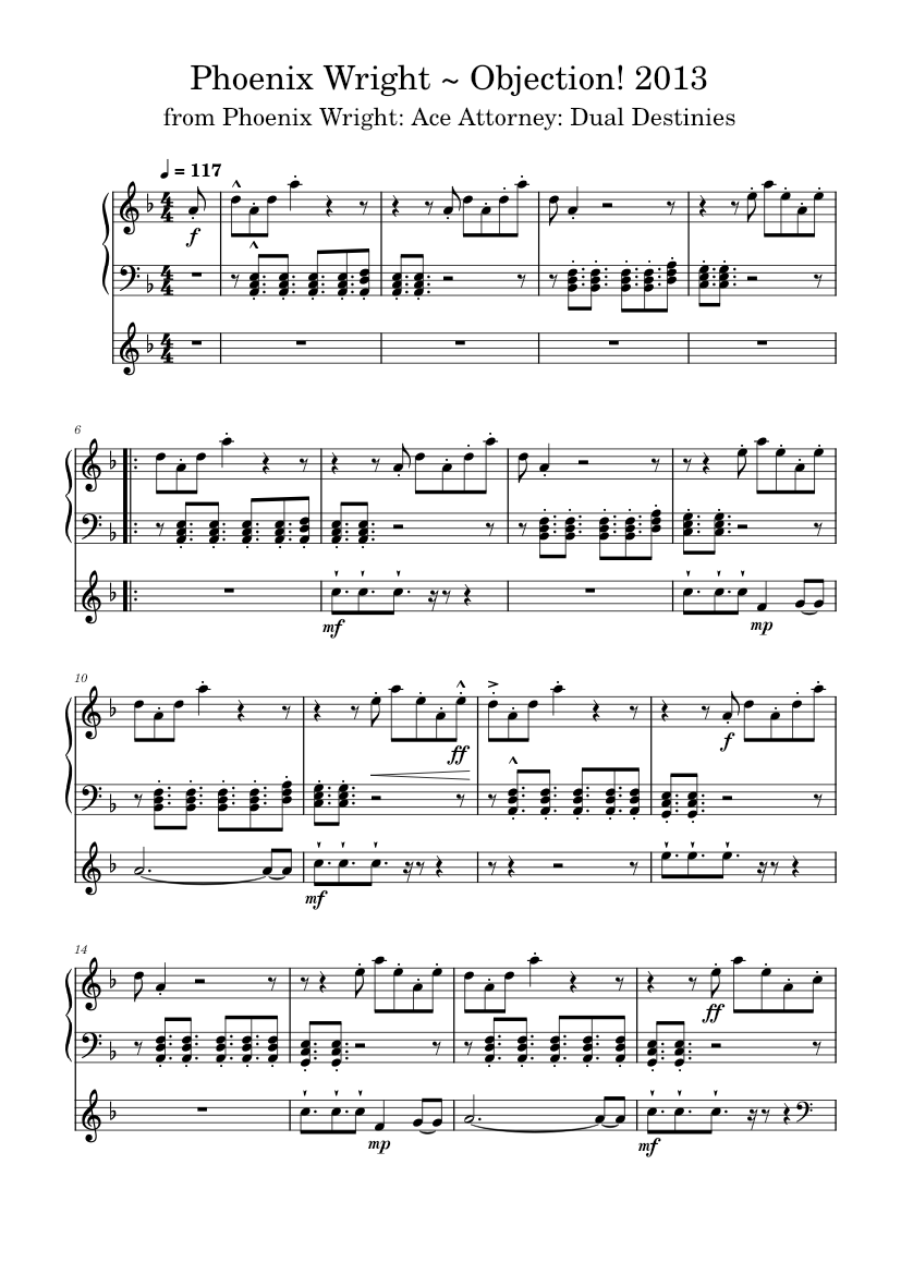 Phoenix Wright ~ Objection 2013 – Noriyuki Iwadare Sheet music for ...