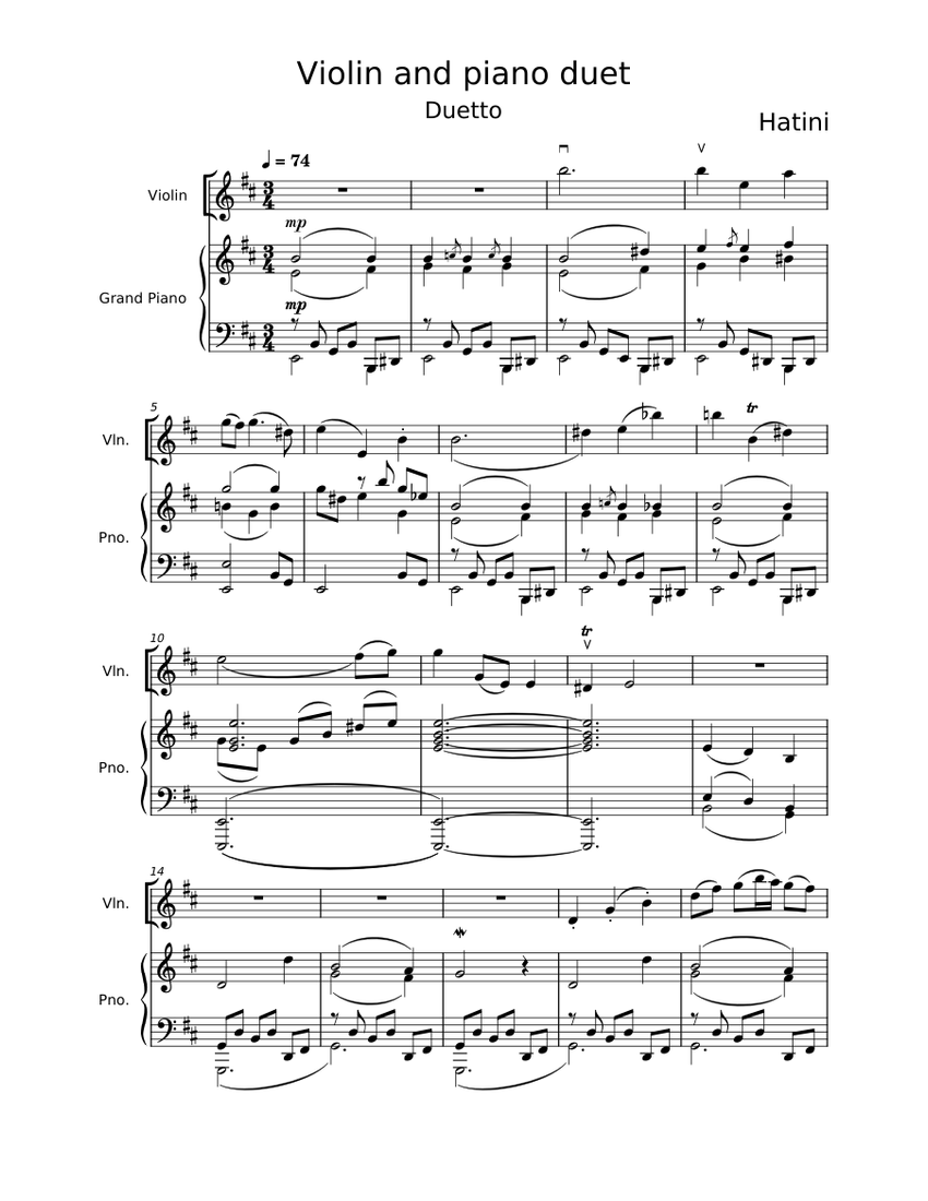 Violin and piano duet Sheet music for Piano, Violin (Solo) | Musescore.com