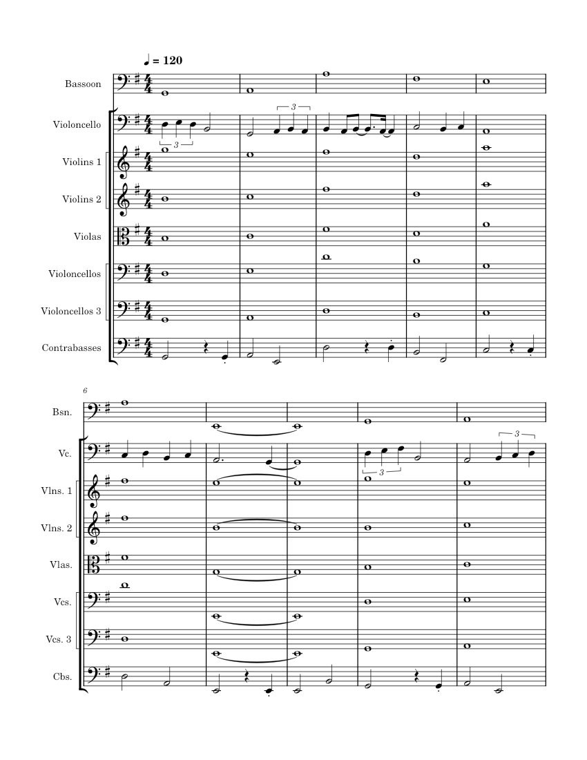 20240108 Song 4 Sheet music for Bassoon, Cello, Strings group (String Ensemble) | Musescore.com