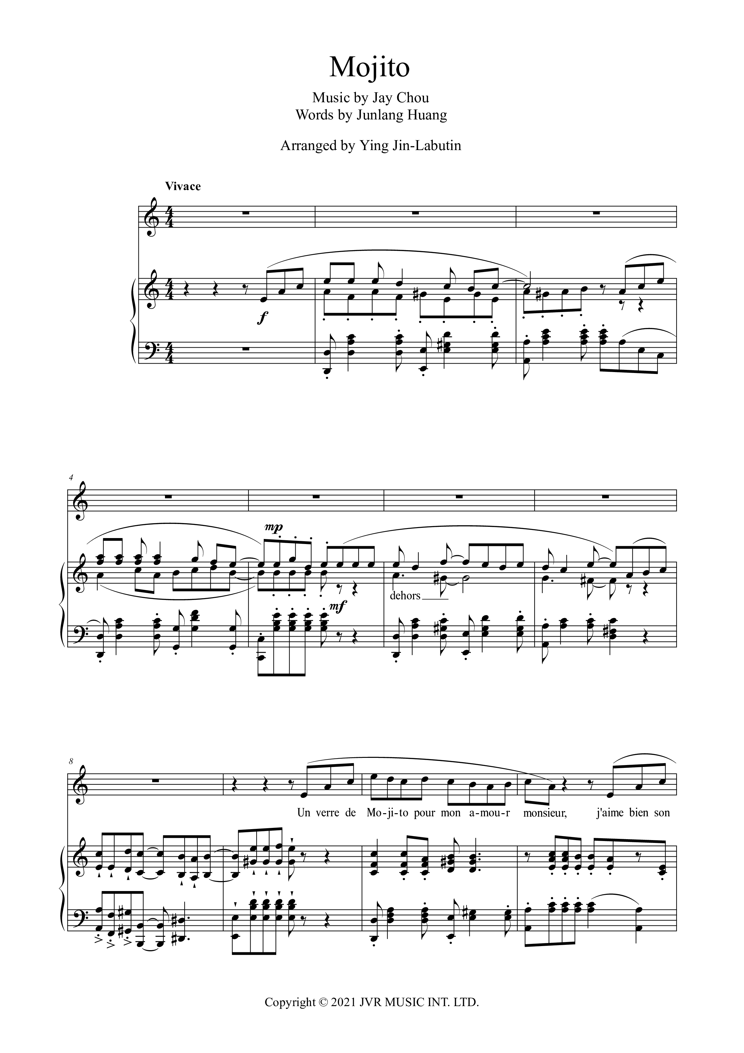 Play Official version of Mojito Sheet Music by Jay Chou for Piano ...