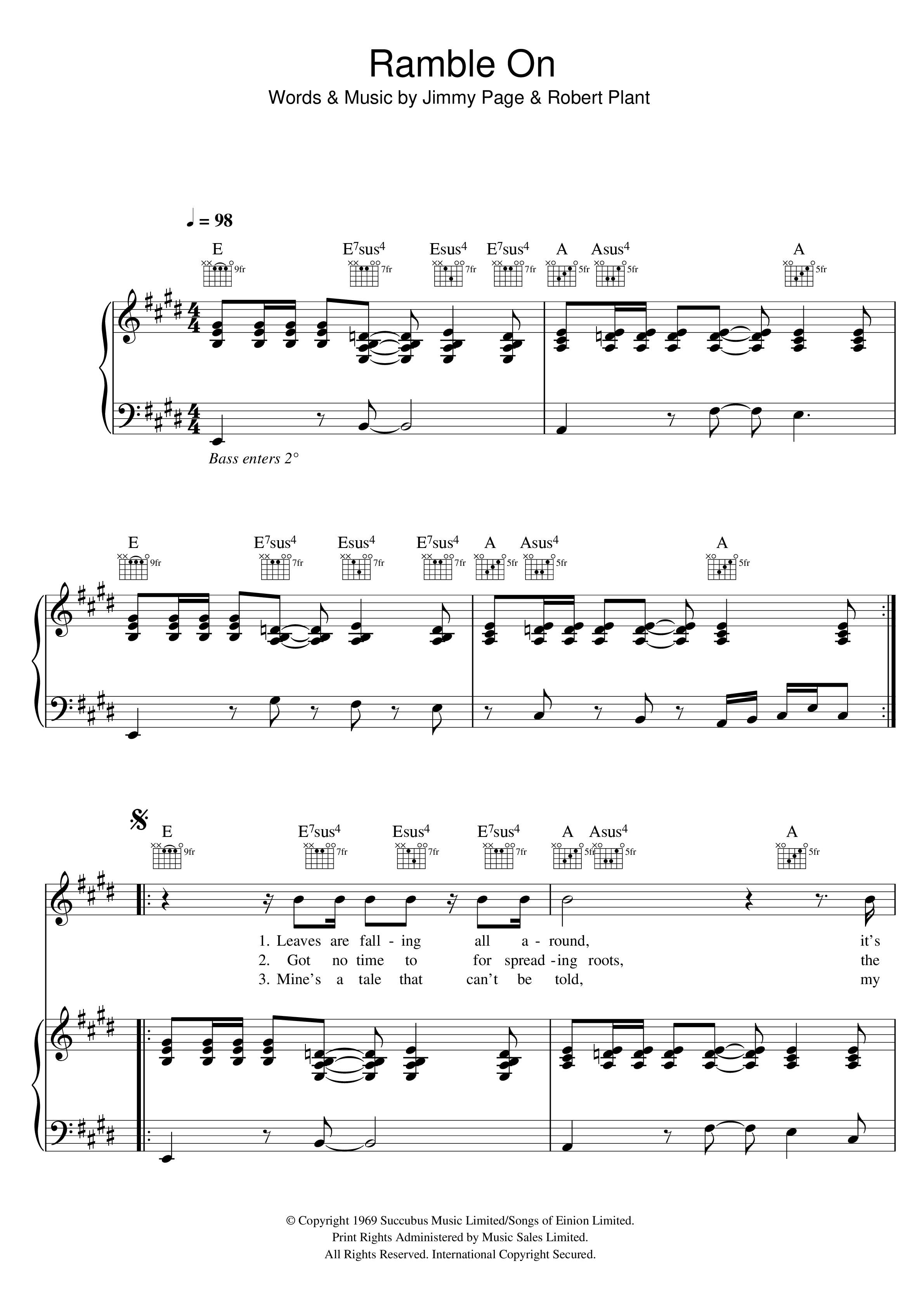 Play Official version of Ramble on Sheet Music by Led Zeppelin for ...