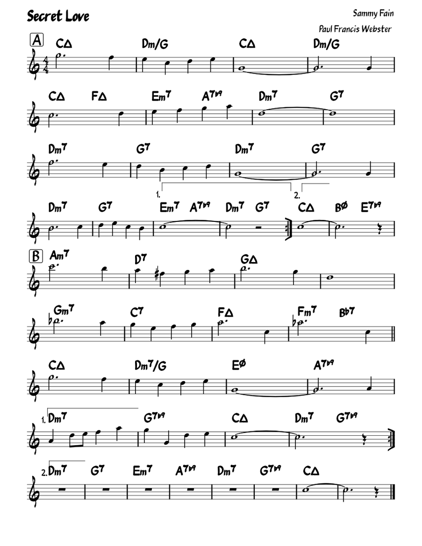 Secret Love Sheet music for Piano (Solo) | Musescore.com