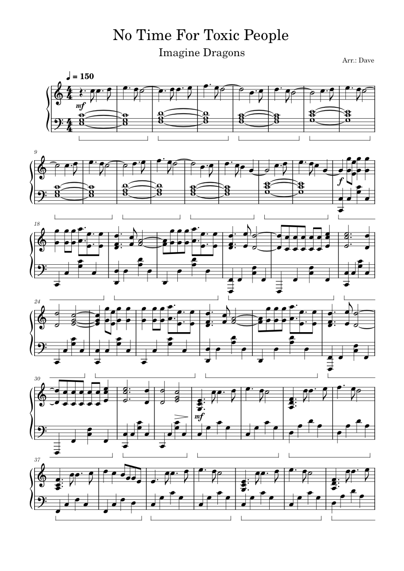 No Time For Toxic People – Imagine Dragons Sheet music for Piano (Solo ...