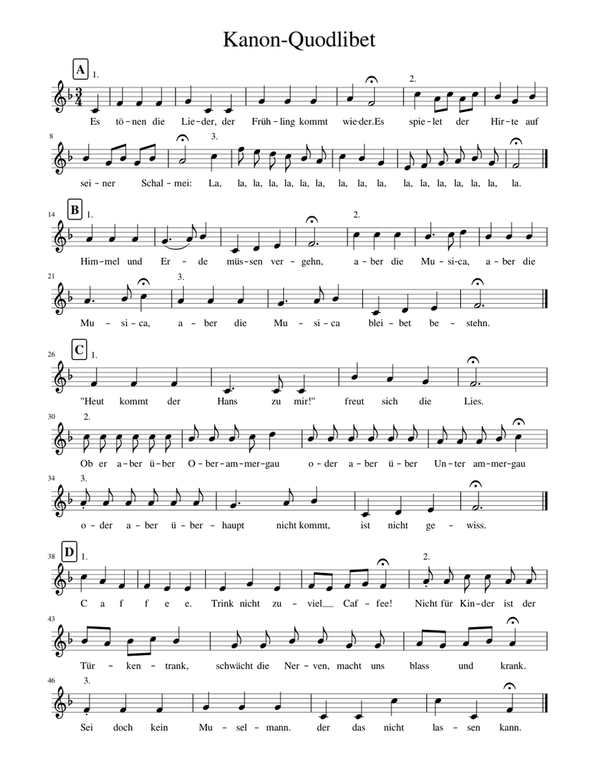 Kanon-Quodlibet Sheet music for Piano (Solo) | Musescore.com