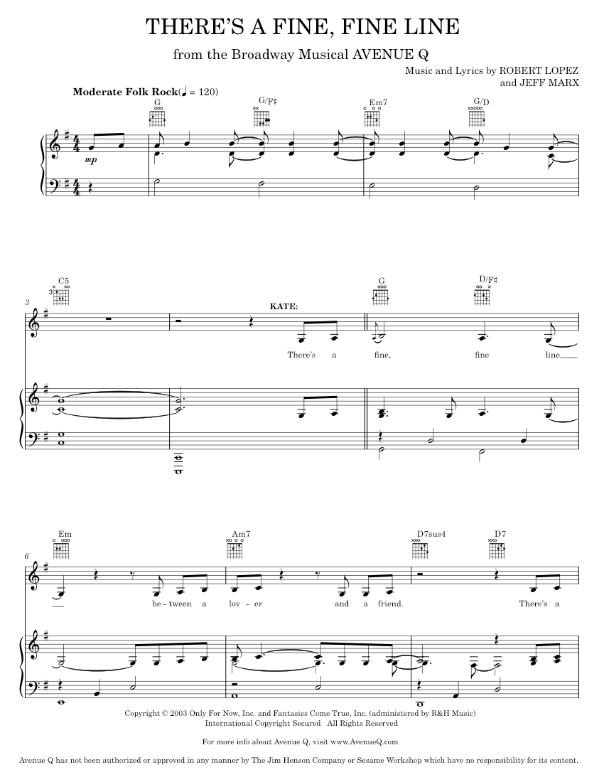 Play Official version of There's A Fine, Fine Line Sheet Music by ...