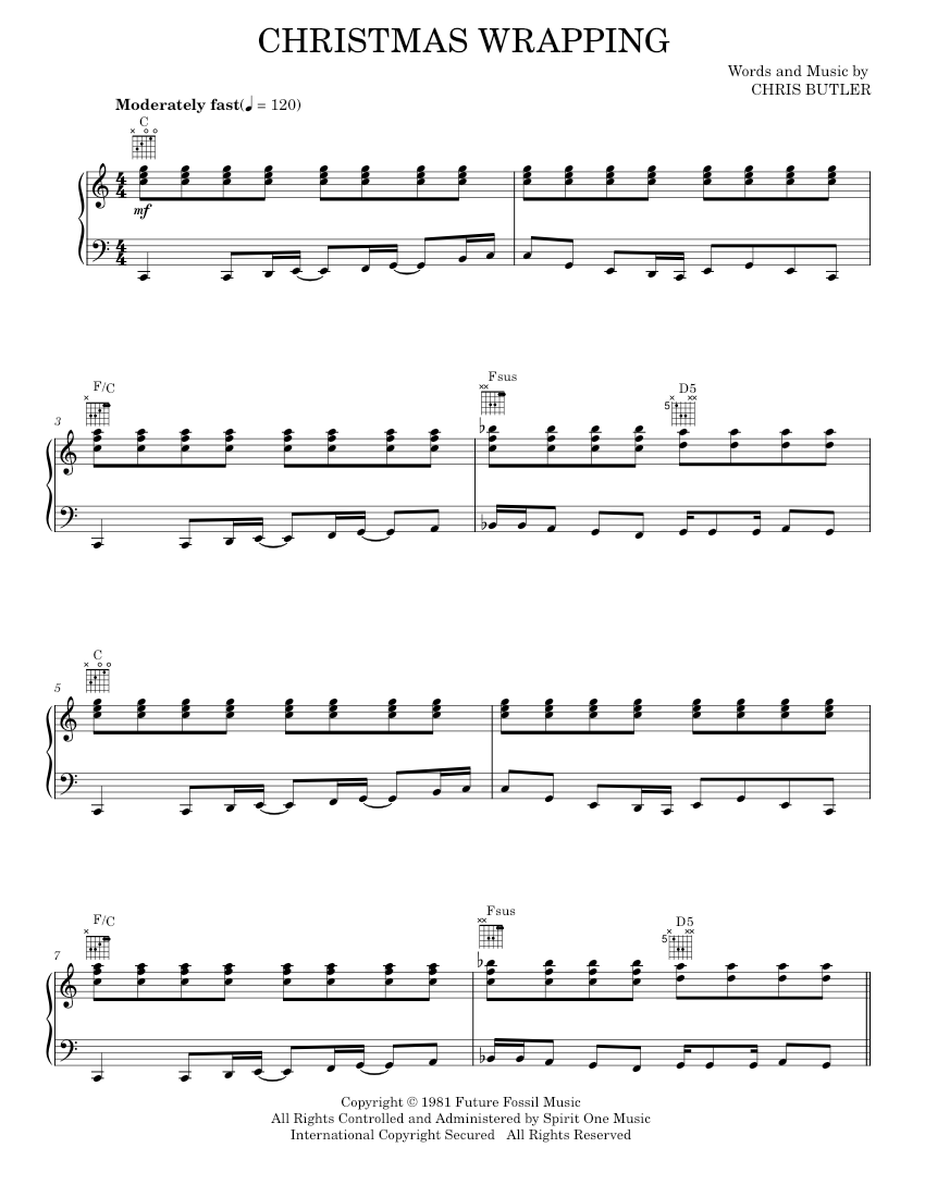 Play Official version of Christmas wrapping sheet music by Glee Cast ...