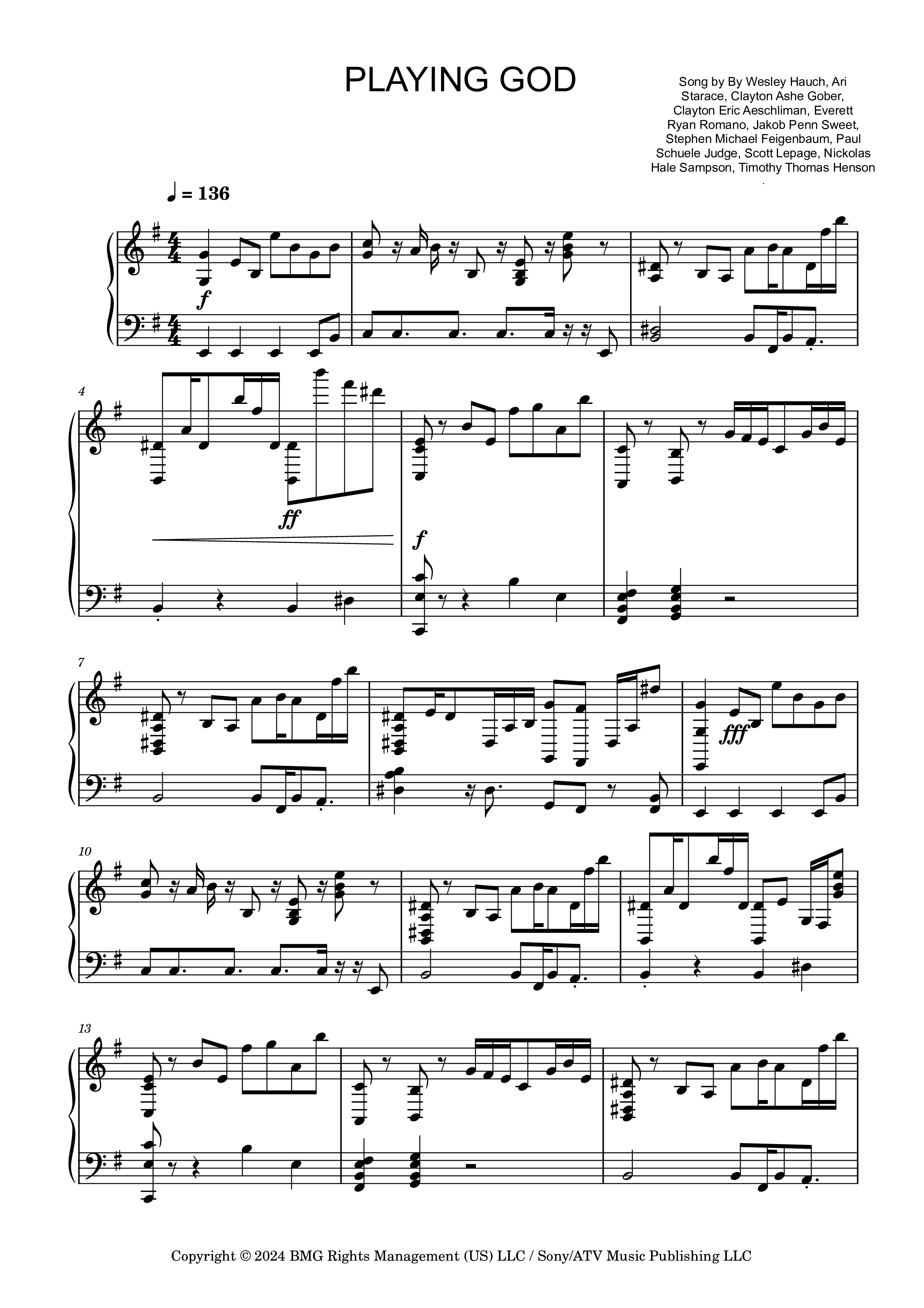 Play Official version of Playing God Sheet Music by Polyphia for Piano ...