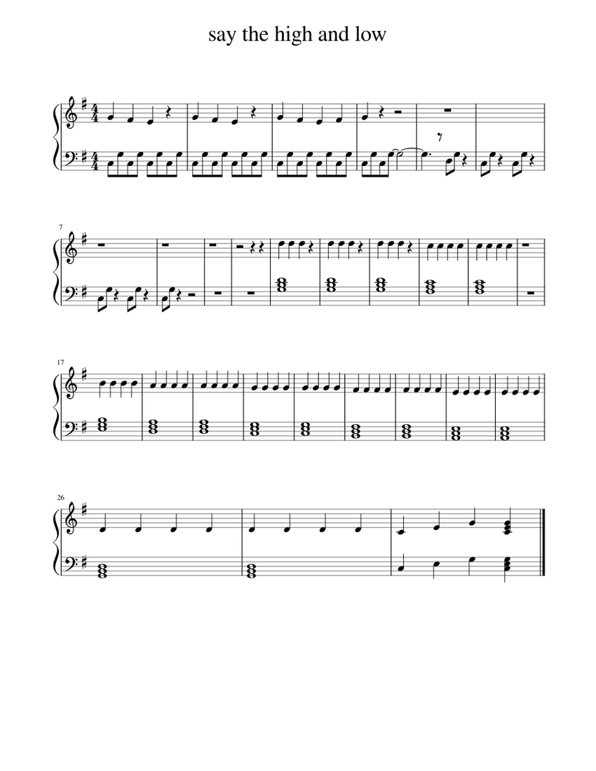 say the high and low Sheet music for Piano (Solo) | Musescore.com