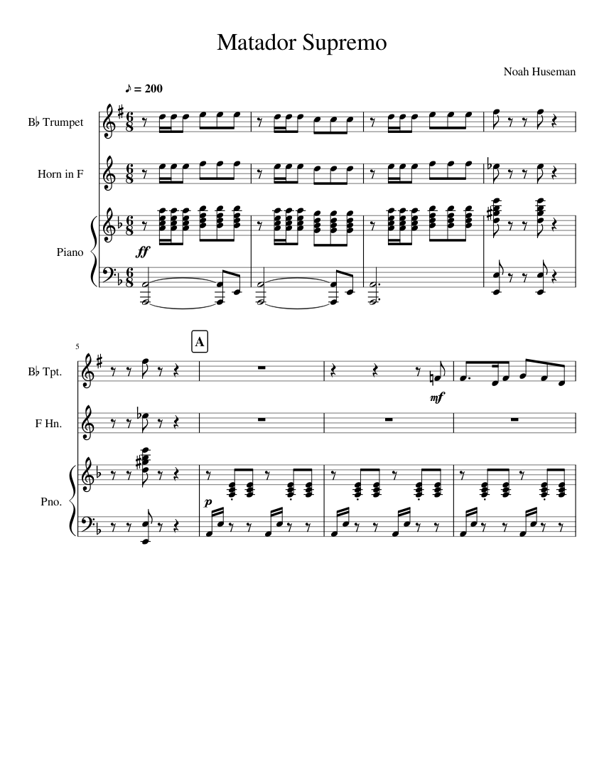 Matador Supremo Sheet music for Piano, Trumpet in b-flat, French horn ...