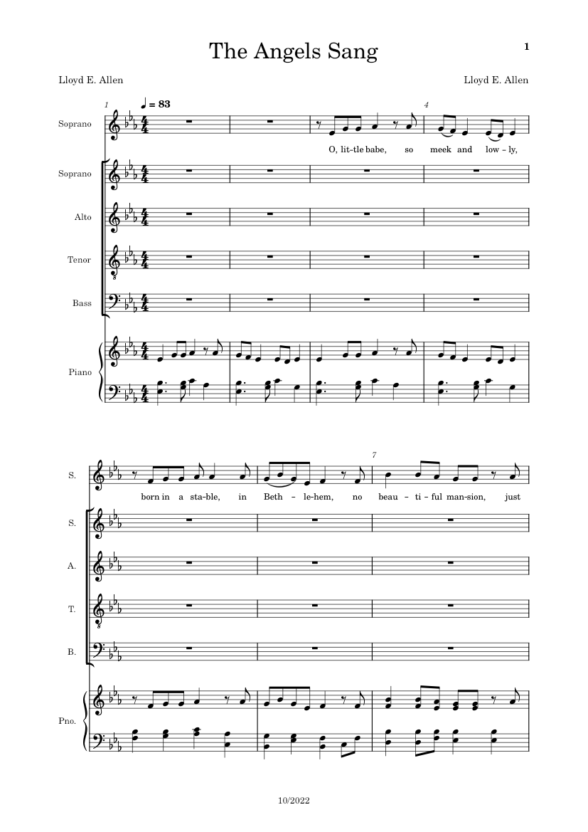 The Angels Sang Sheet music for Piano, Soprano, Alto, Tenor & more ...