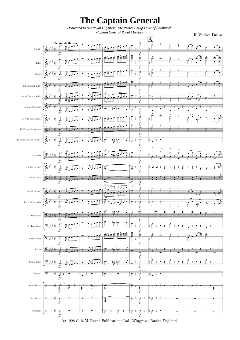 (Quick March) The Captain General – F. Vivian Dunn Sheet music for ...
