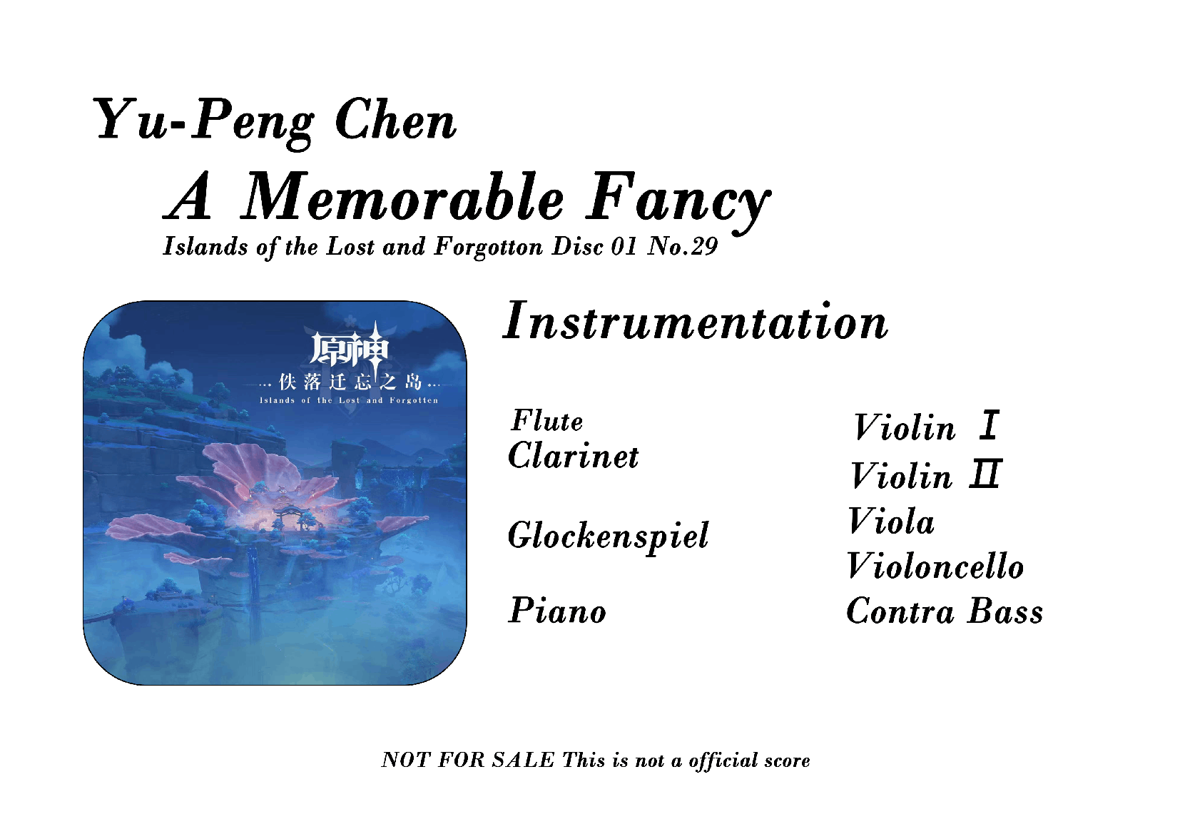 A Memorable Fancy （温情的遥忆） Sheet Music for Piano, Flute, Glockenspiel ...