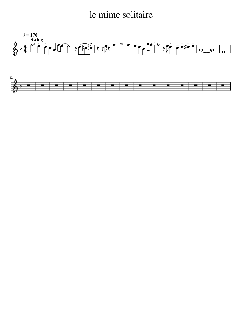 le mime solitaire Sheet music for Piano (Solo) Easy | Musescore.com