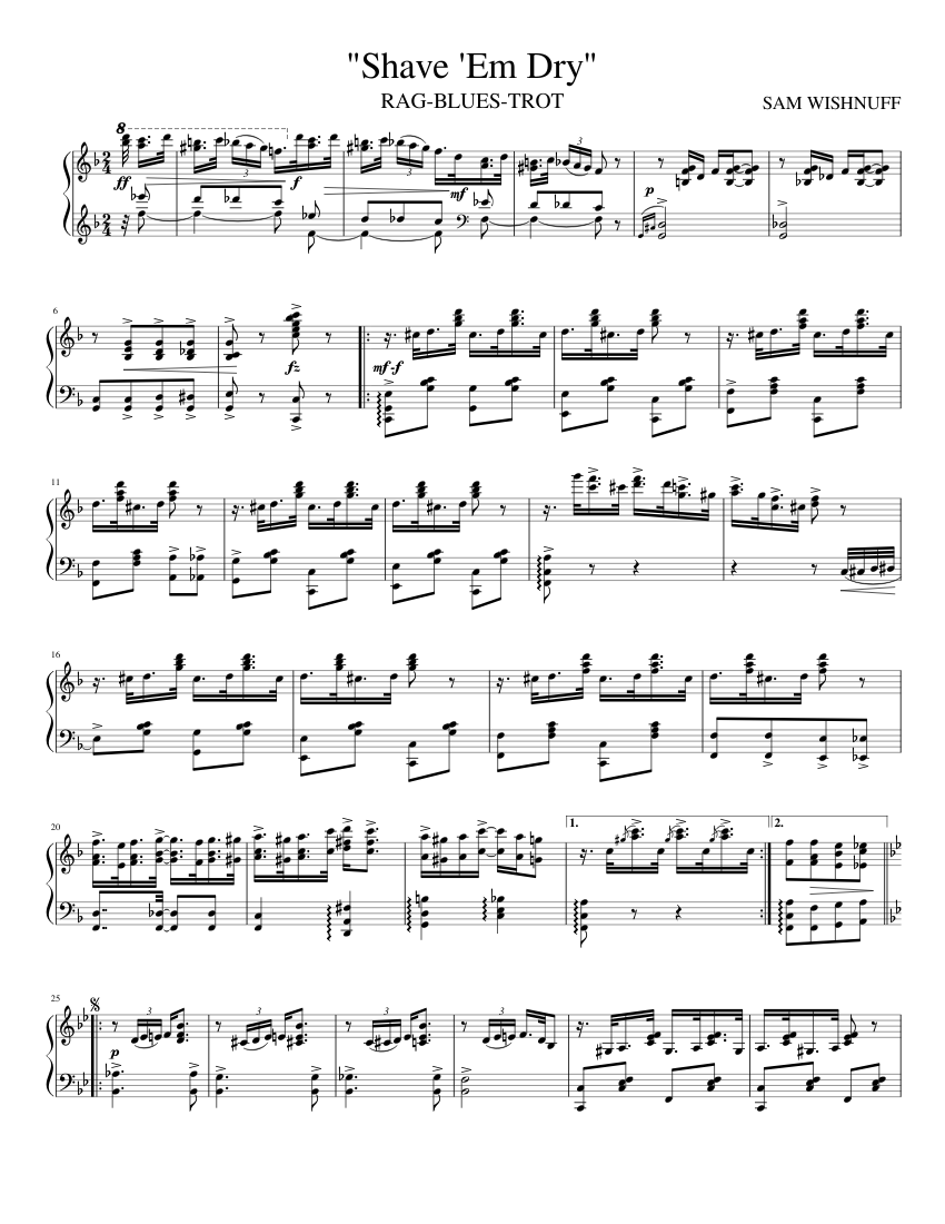 Shave 'Em Dry (1917) Sheet music for Piano (Solo) | Musescore.com