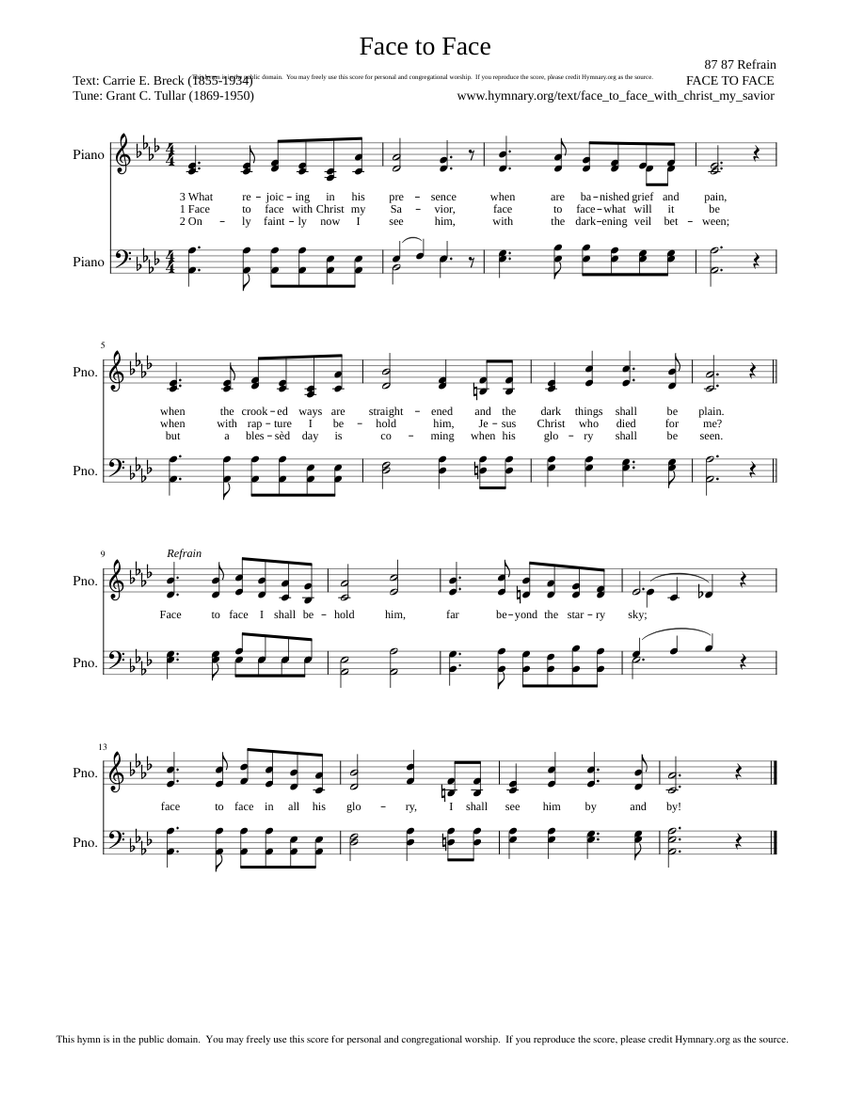 Face To Face - Grant Colfax Tullar Sheet music for Piano (Piano Duo ...