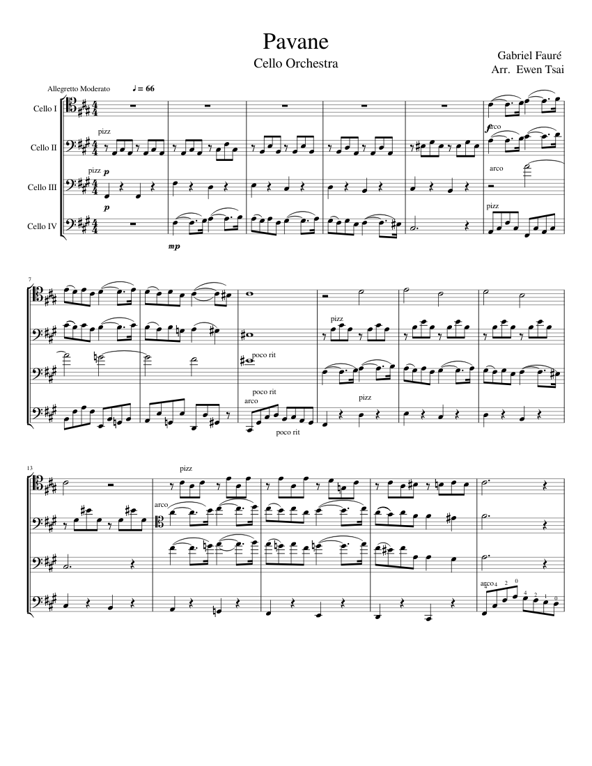 Gabriel Faure: Pavane Sheet music for Violin, Viola, Cello (String ...