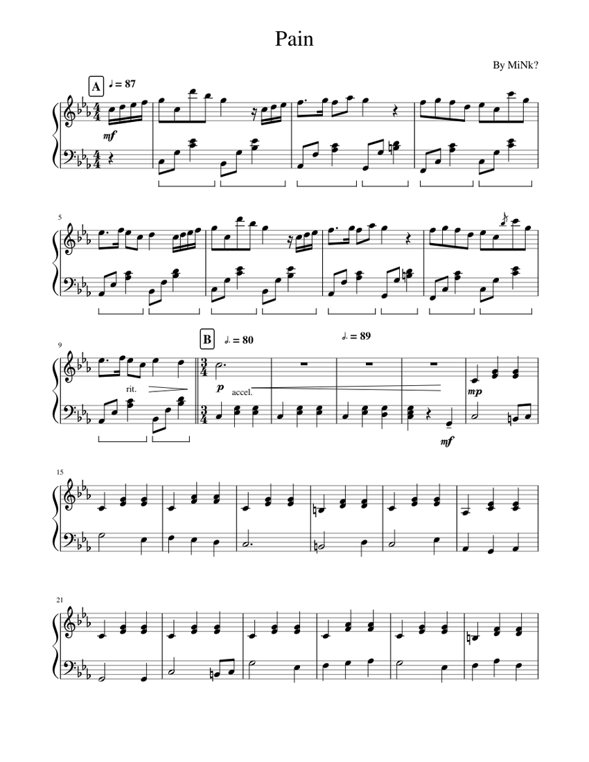 Pain Sheet music for Piano (Piano Duo) | Musescore.com
