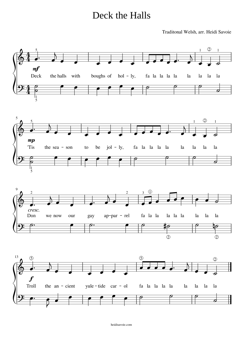 Deck the Halls Sheet music for Piano (Solo) Easy | Musescore.com
