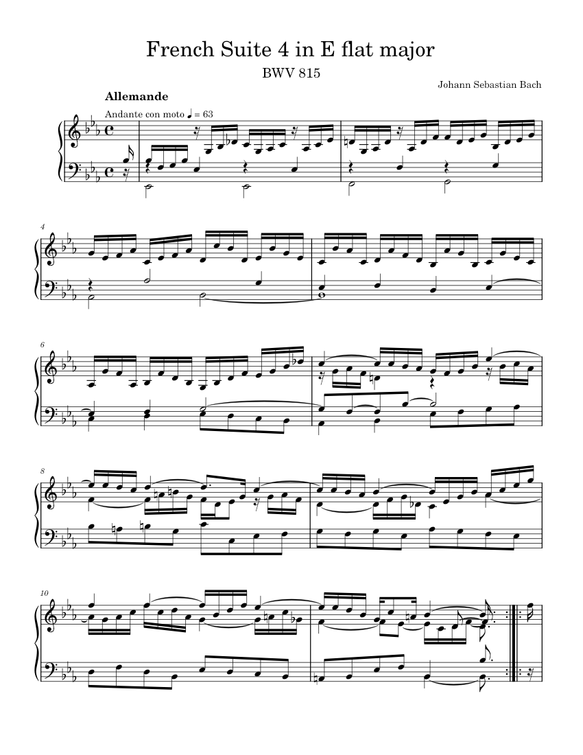 French Suite No.4 in E-flat major, BWV 815 – Johann Sebastian Bach ...