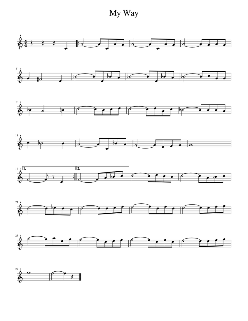 My way Sheet music for Recorder (Solo) | Musescore.com