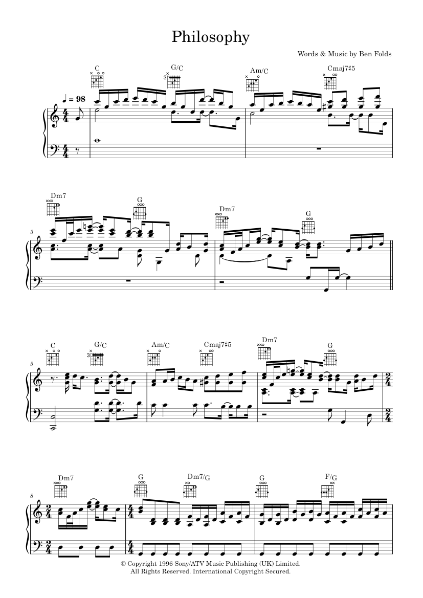 philosophy Sheet music for Piano, Vocals: Music Notes