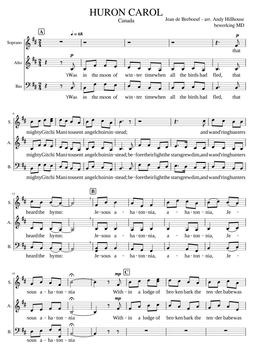 Huron Carol Sheet music for Flute, Cello (Mixed Trio) | Musescore.com