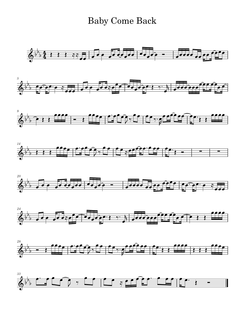 Baby come back Sheet music for Voice (other) (Solo) | Musescore.com