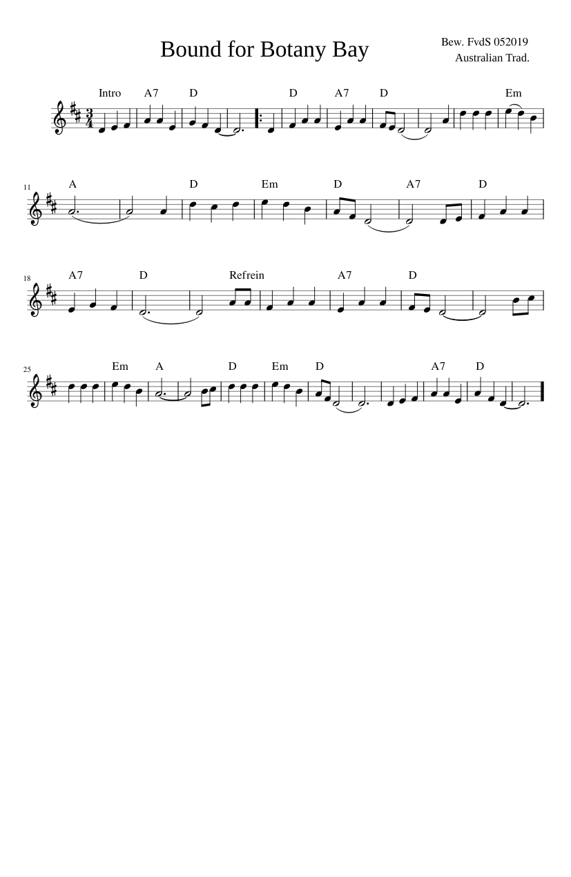 Bound_for_Botany_Bay.2 (Bew. fred) Sheet music for Flute (Solo ...