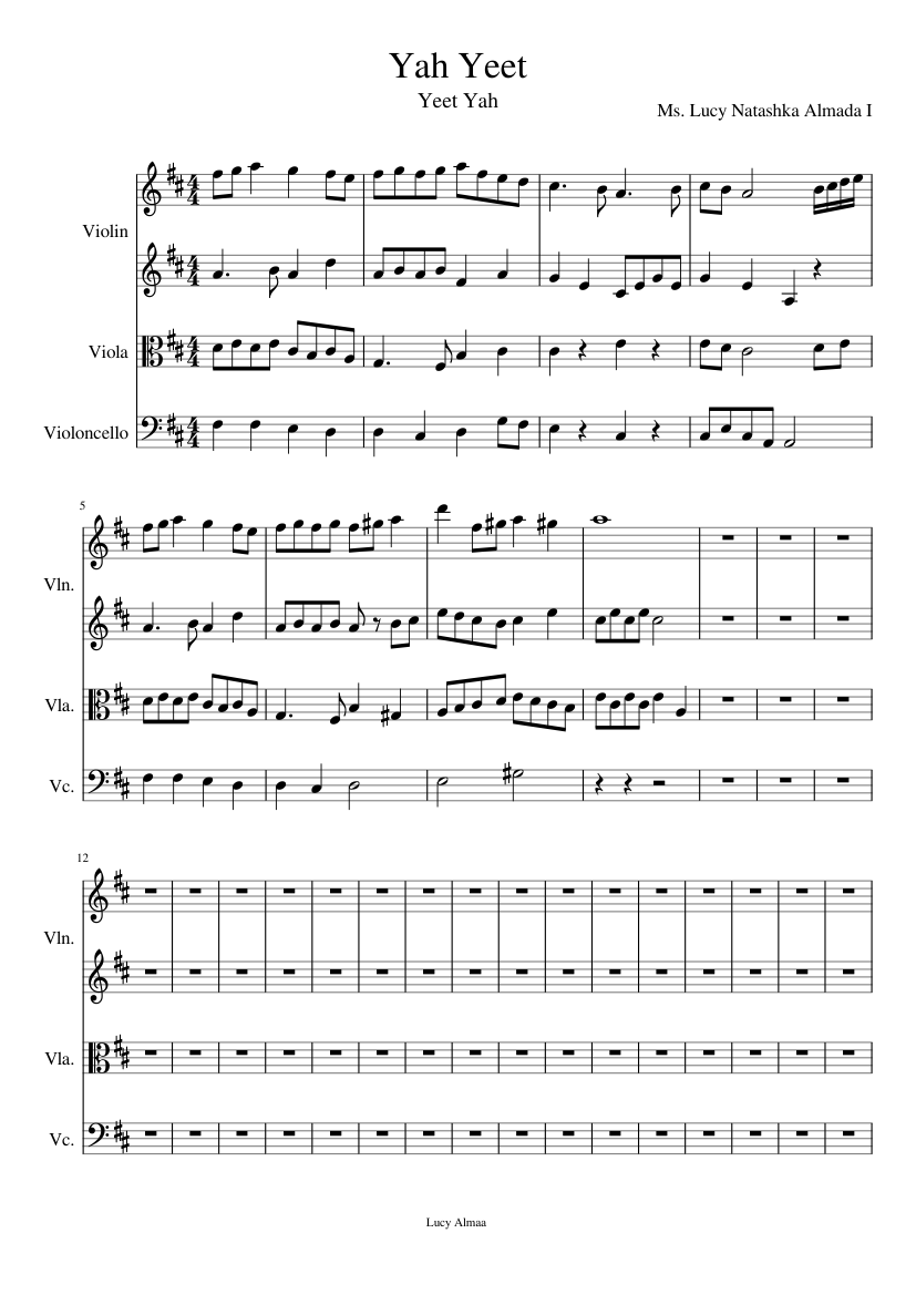 Yah Yeet Sheet music for Violin, Viola, Cello (String Trio) | Musescore.com
