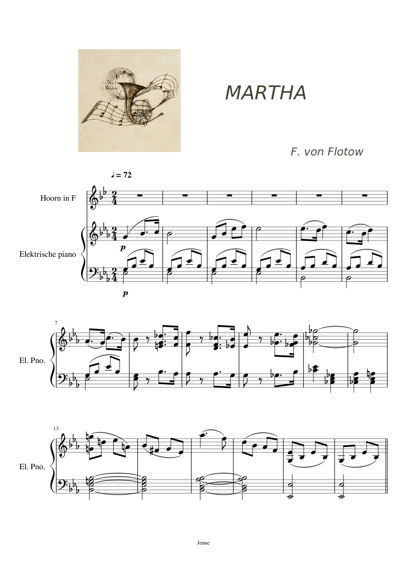 MARTHA Sheet music for Piano, French horn (Solo) | Musescore.com
