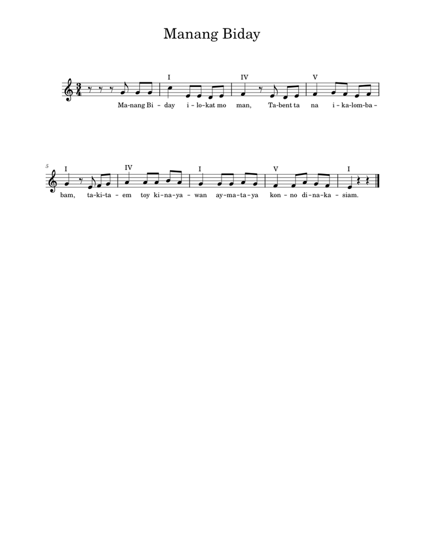 Manang Biday Grade 6 Sheet music for Piano (Solo) Easy | Musescore.com