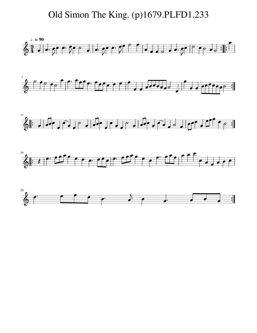 Old Simon The King. (p)1679.PLFD1.233 Sheet music for Piano (Solo ...