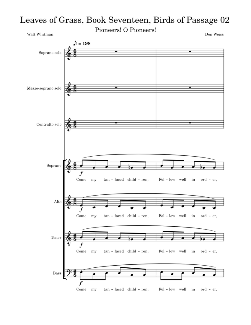 Leaves of Grass, Book Seventeen, Birds of Passage 02 Sheet music for ...