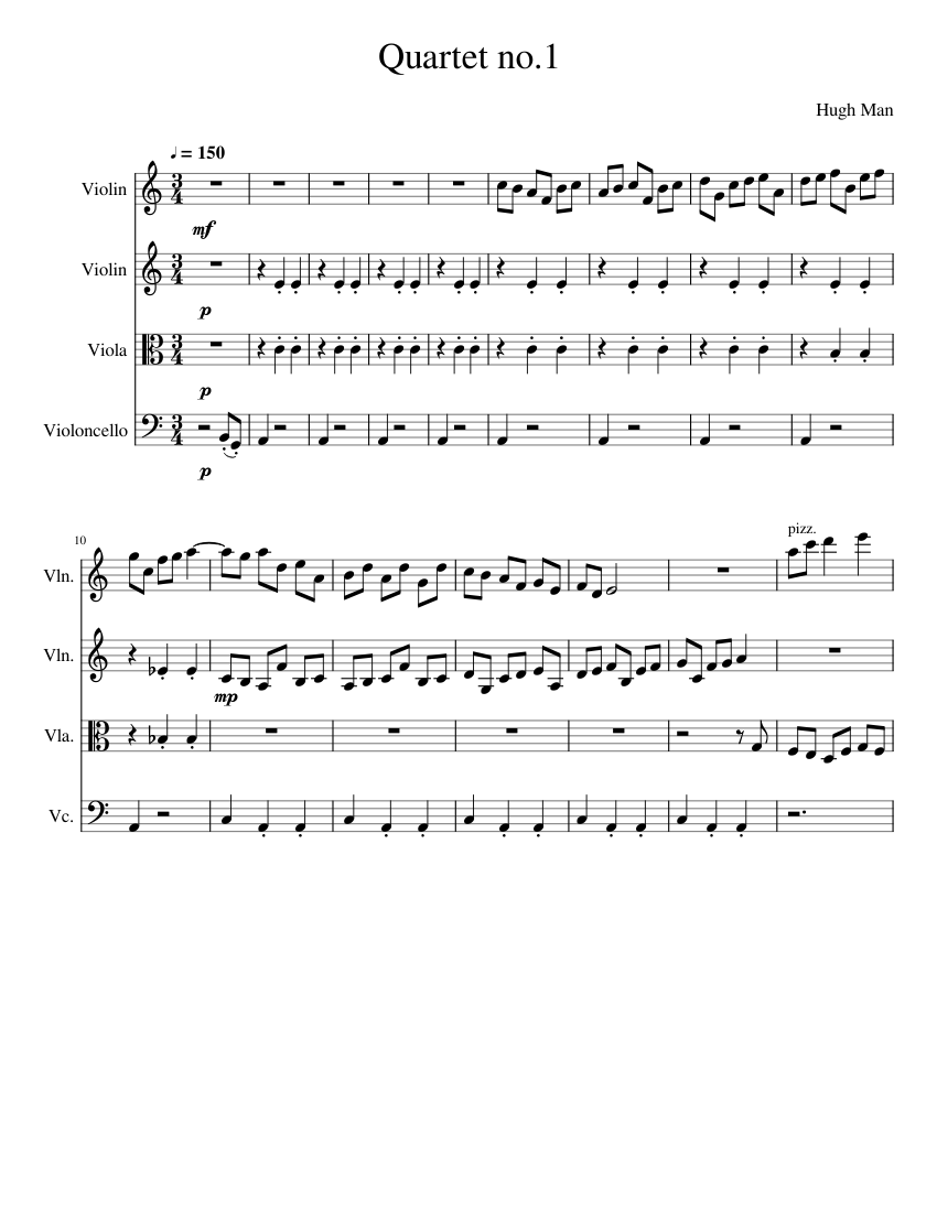 Quartet_no.1 Sheet music for Violin, Viola, Cello (String Quartet ...