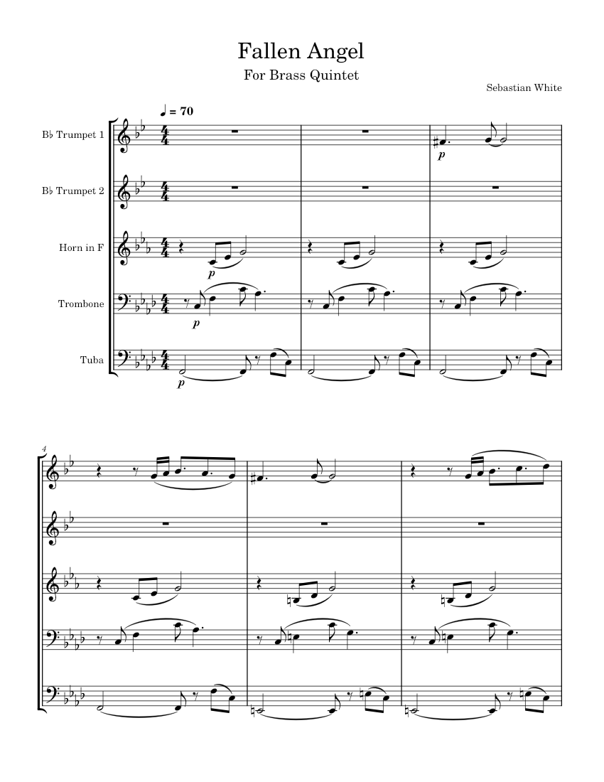 Fallen Angel - Sebastian White Sheet music for Trombone, Tuba, French ...
