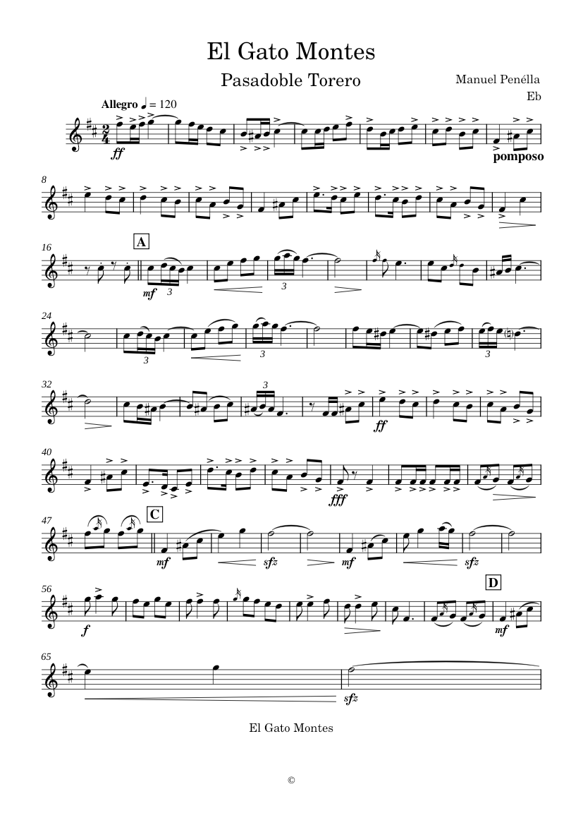 El gato montes – Manuel Penélla Sheet Music for Saxophone alto (Solo ...